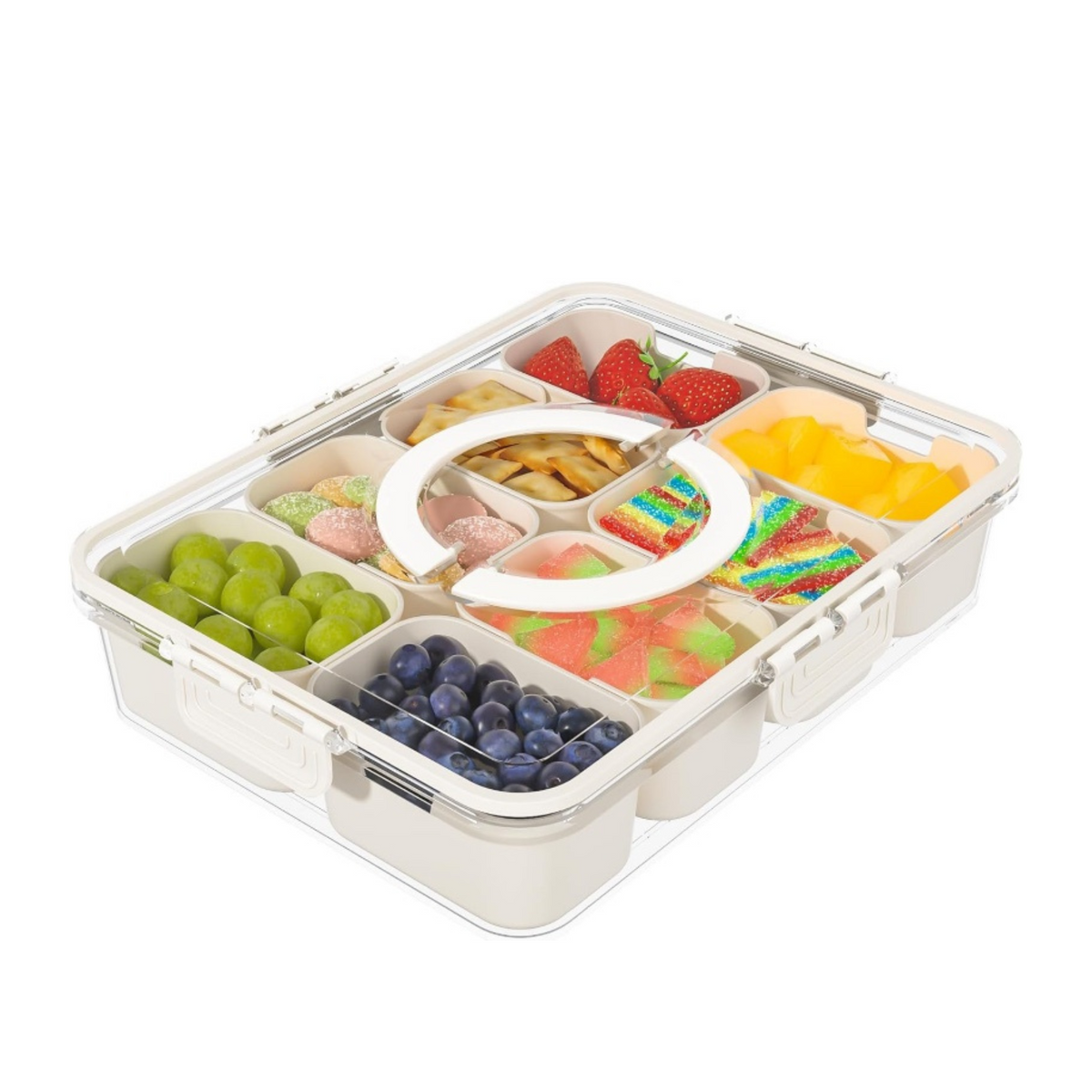 Portable Food Storage Container 8 Removable Compartments with Lid and ...